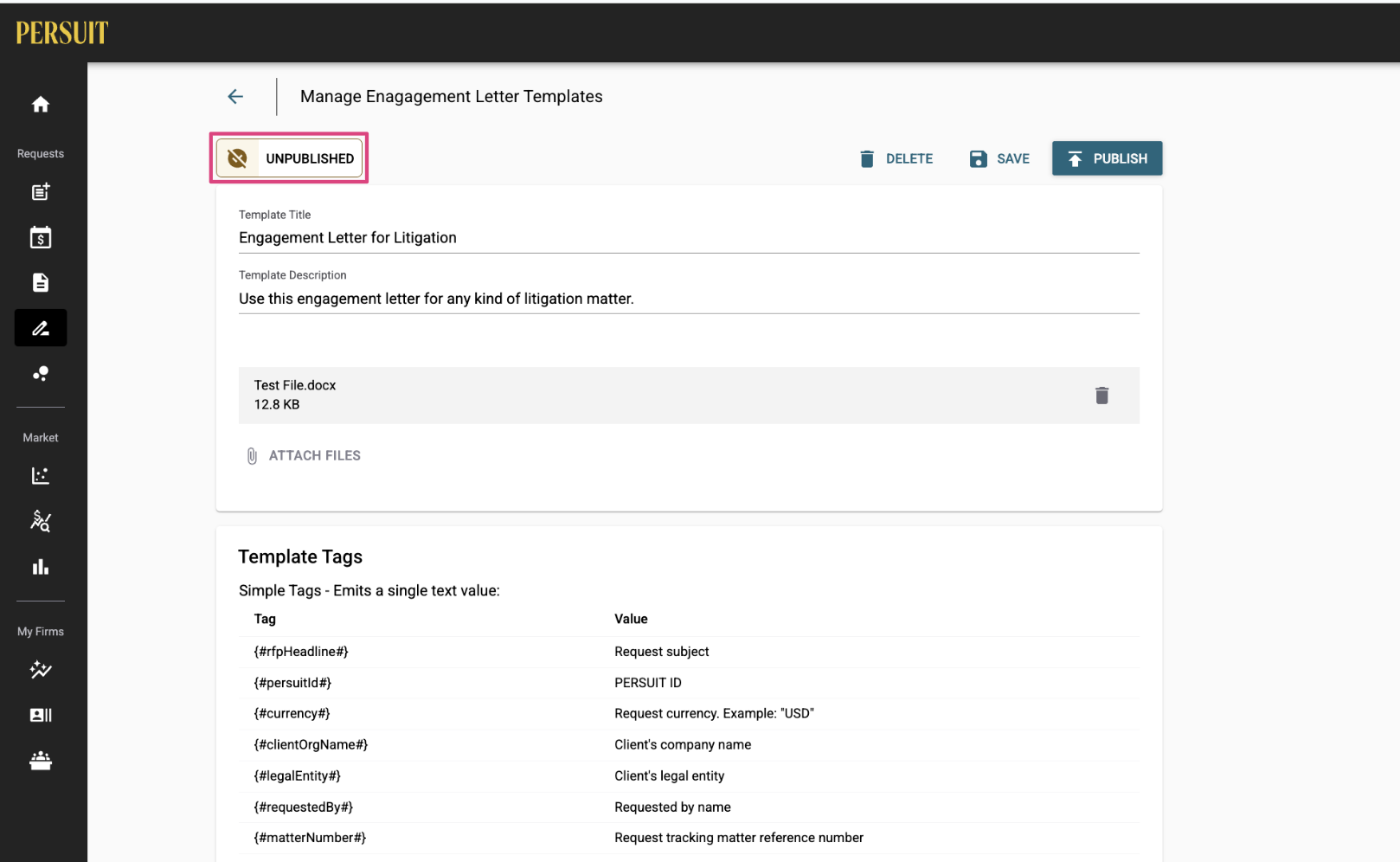 How can I manage Engagement Letter Templates? – PERSUIT
