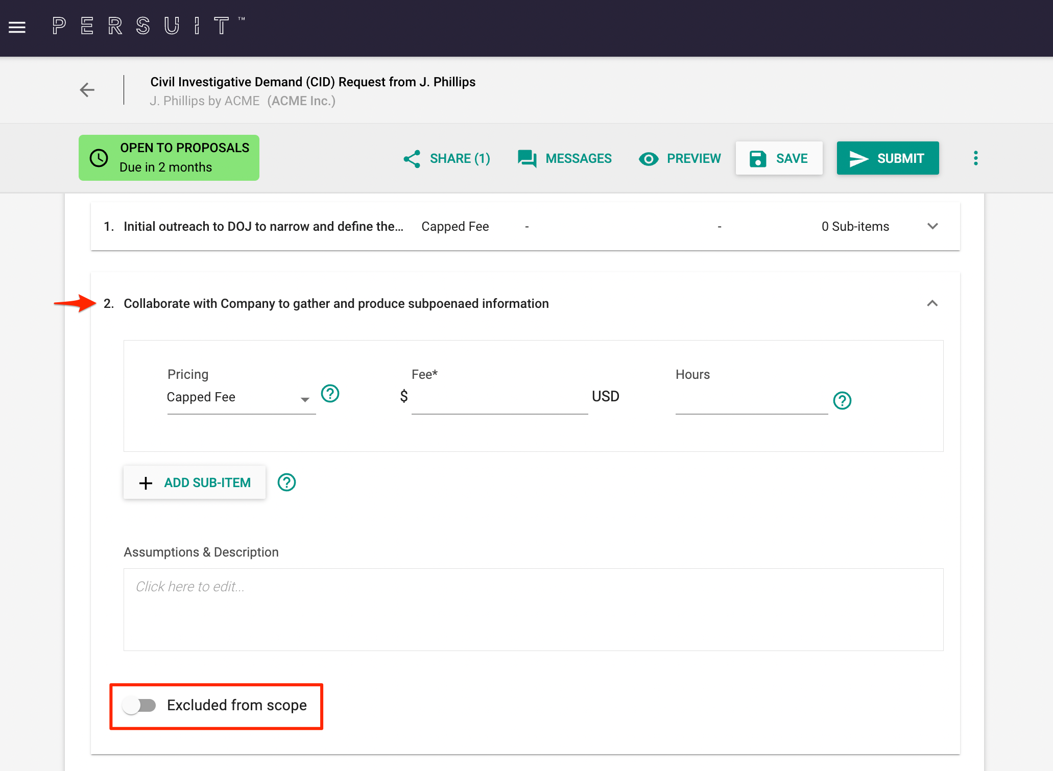 When and how should I use "Exclude from Scope" in the Pricing section ...