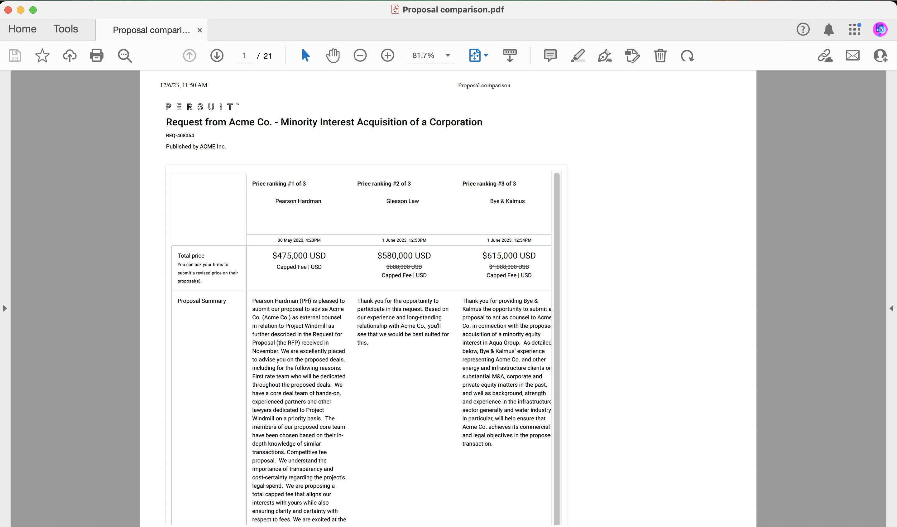 How can I export multiple proposals as a data report? – PERSUIT