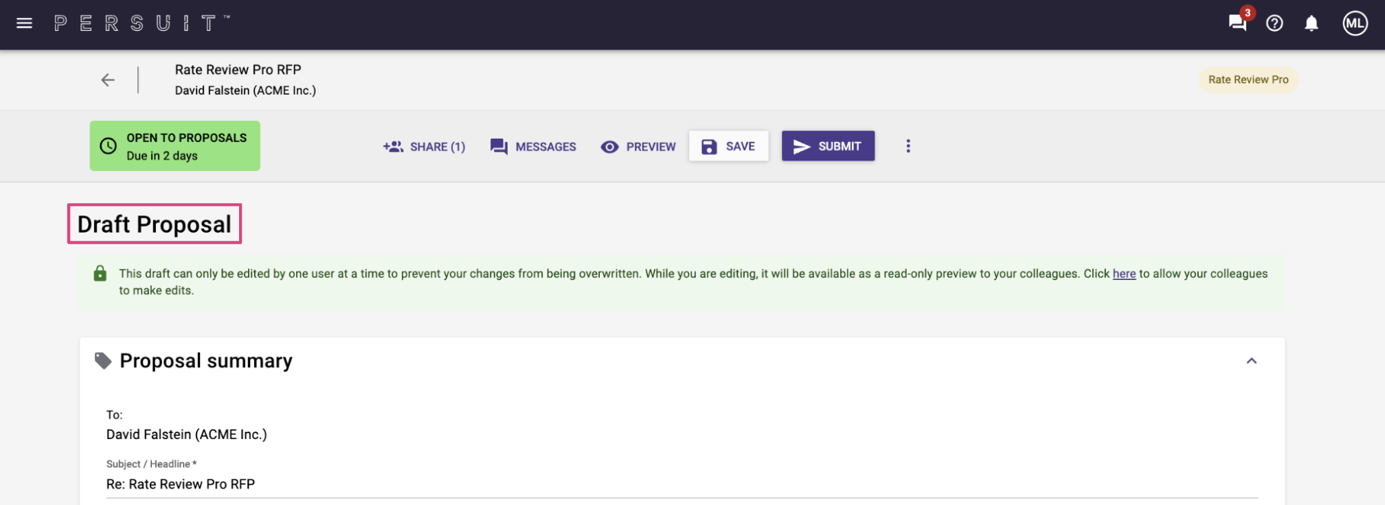 How do I create a proposal for Rate Review Pro? – PERSUIT