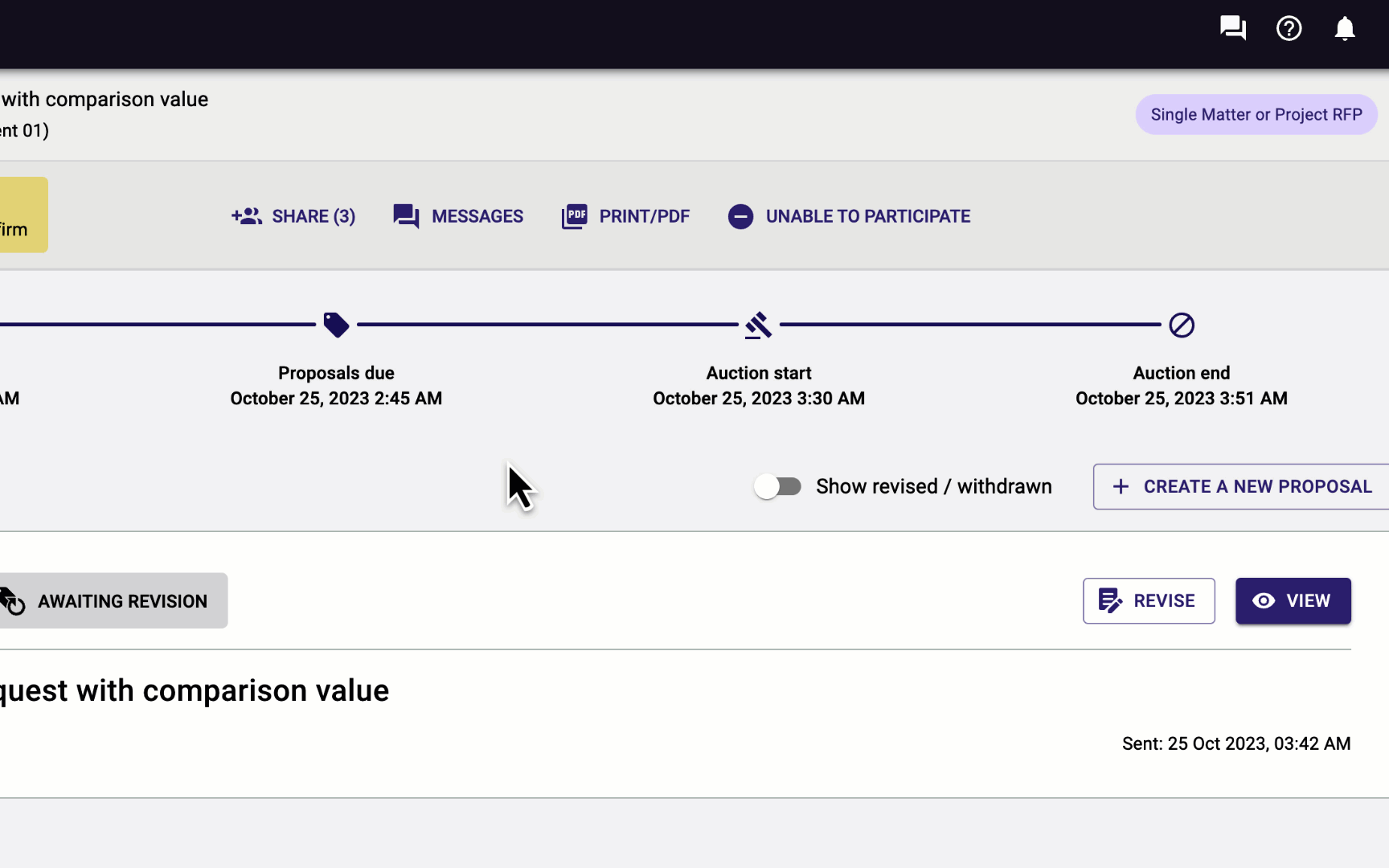 V156: Comparison Table Sorting; Easier Proposal Revisions for Firms ...